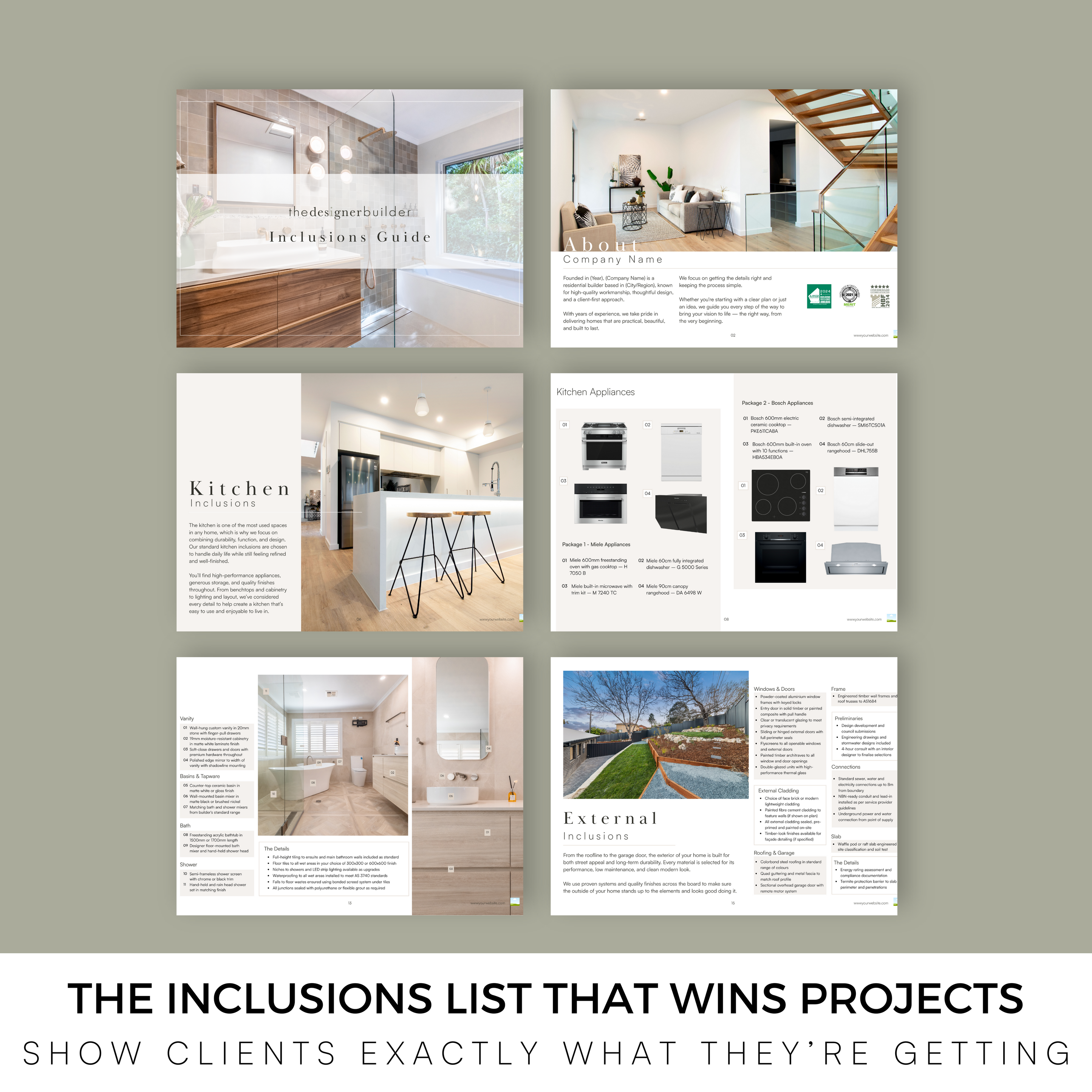 Full House Inclusions List | The Designer Builder
