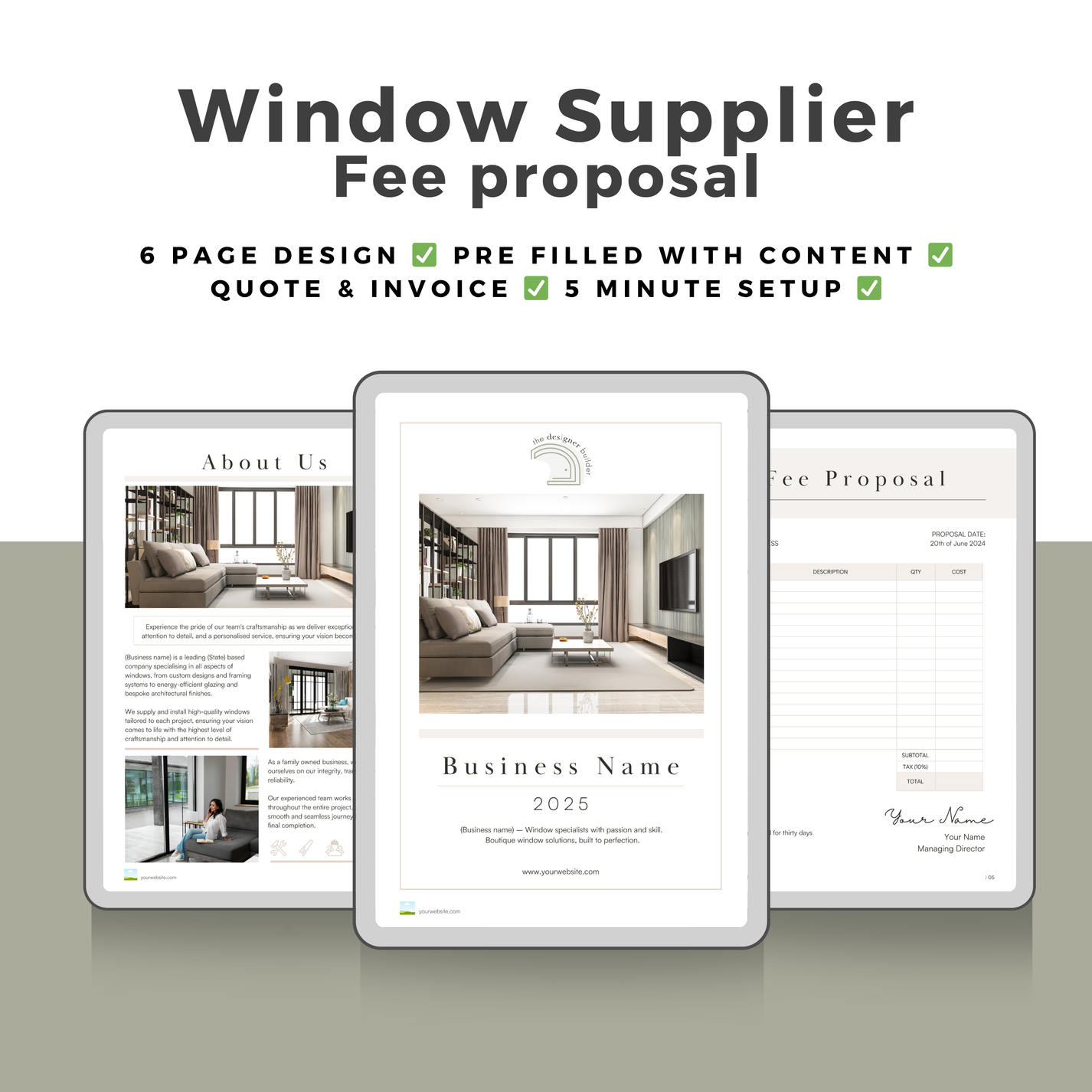 Window Supplier Fee Proposal