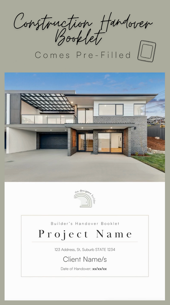 Construction Handover Booklet | The Designer Builder